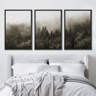 IDEA4WALL Framed Canvas Print Wall Art Woodland Nursery Decor Set Fog & Mist Over Blue Pine Tree ...